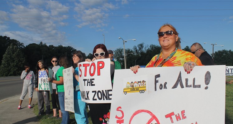 Parents protest 'walk zone,' expanded area with no school bus service